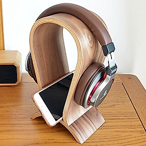 ZLASS Headphone Stand Classic Wooden Headphone Headset Stand Walnut Solid Wood Hanger Headset Display Gaming Headphone Display（Arch Bridge Type） PC Gaming Headset Stand