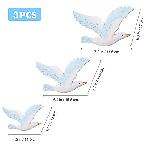 BESPORTBLE 3pcs Resin Birds Dove Wall Art Decorations ResinNautical Beach Seagulls Ornaments for Garden Coastal Wall Sculptures Decorations