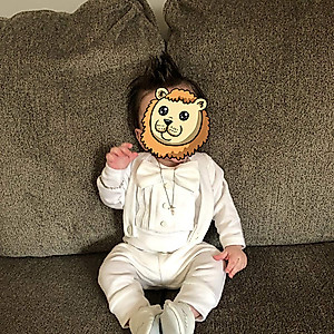 Baby Boys Baptism Christening Outfit Formal Party Wedding Tuxedo Gentleman Suit Long Sleeve Romper One Piece Bodysuit Button Overalls Suspenders Pants Bow tie Set Bib Shorts Clothes #QQ 6-12 Months