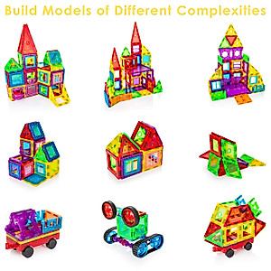 Batlofty 178 PCs Magnet Building Tiles 3D Magnetic Building Blocks for Kids, Toddlers Age 3+, Children's Toy with Car Sets