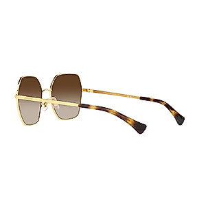 Ralph by Ralph Lauren Women's RA4138 Square Sunglasses, Shiny Gold/Gradient Brown, 58 mm
