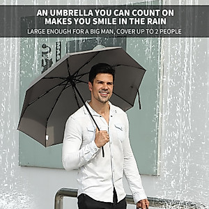 Anntrue Windproof Travel Umbrella, Auto Open Close Lightweight Compact Portable Backpack Folding Umbrella, Perfect for Car, Purse, Men and Women(Gray)