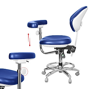 ORILAO Dental Chair 360 Degree Dentist Portable Mobile PU Leather Dentist Chair Rolling Stool with Back Support