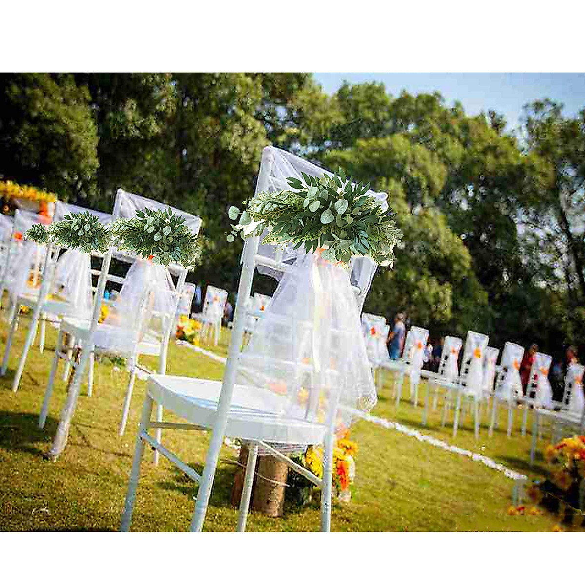 WDDH 27.5'' Floral Swag, Large Artificial Mixed Eucalyptus Leaves Swag, Front Door Decorative Swags with Green Leaves for Wedding Arch Home Garden Decor