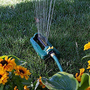 Melnor 65148AMZ TurboTek Oscillating Sprinkler, 2,800 sq. ft., Quick Connect Bundle, 16 Precision Nozzle, Green, Yellow