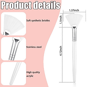 Patelai 14 Pieces Fan Brushes Applicator, Mask Brushes for Facial Makeup Tools for Face Cosmetic(White)