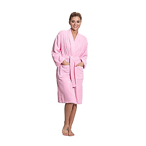 Turkuoise Soft & Absorbent Towel Robe, 100% Cotton Turkish Terry Cloth Kimono Bathrobes for Women Large