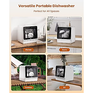 HAVA 2025 NEW Upgraded Countertop Dishwasher with Water Softener and Enhanced Energy Efficiency, Portable Dishwasher with 8 Wash Programs, Child Lock & Delayed Start Function, No Installation Needed