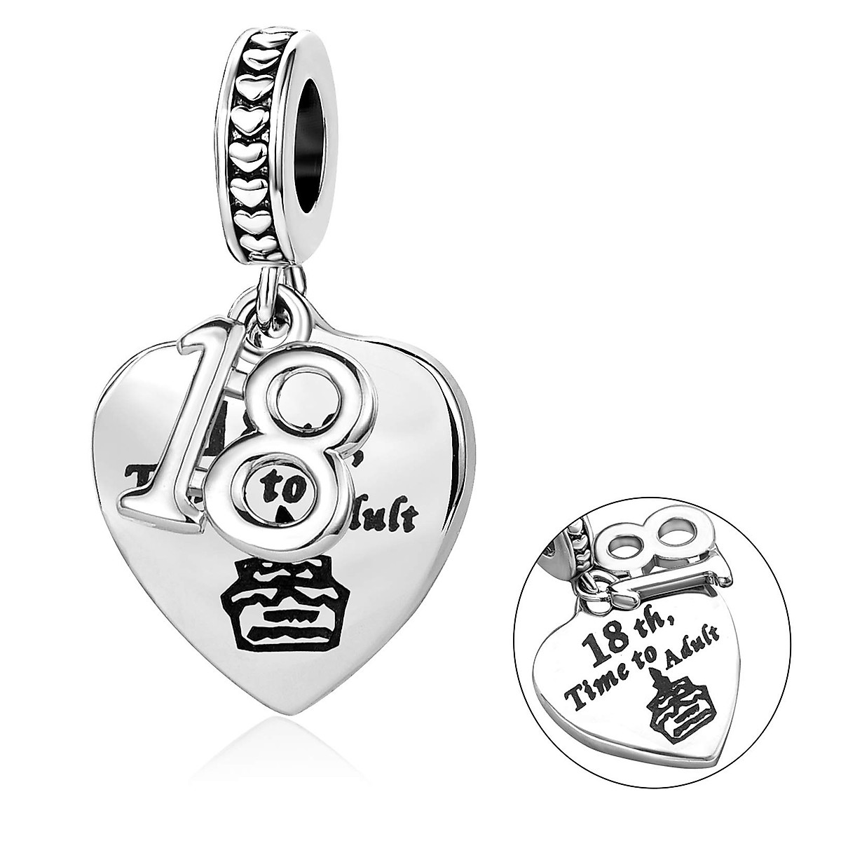 TGLS Happy Birthday Charm 18th Time to Adult Coming-of-age Ceremony Gift Bead Compatible With Pandora Charms Bracelets