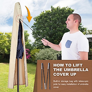 Ackmizz Patio Umbrella Cover - Waterproof 420D Oxford Outdoor Umbrella Covers With Folding Rod. Parasol Cover for 7.5ft 8ft 9ft 10ft 11ft (Beige)