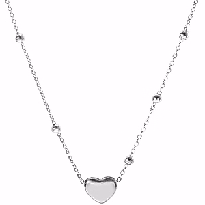 Jude Jewelers Stainless Steel Heart Charm Floating Slide Classic Plain Wedding Statement Collar Necklace (Silver)