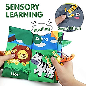 TOY Life Soft Baby Book 0-3-6-12 Months Baby Montessori Toys for 1 Year Old Touch and Feel Crinkle Cloth Books for Babies Newborn Infant Sensory Book Baby Crinkle Chew Toys Newborn Gift Set for Boy