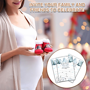 TIRYWT Winter Animal Baby Shower Invitations with Envelopes(25-Pack), 4"x6" Double-Sided Party Invites, Baby It's Cold Outside Gender Neutral Baby Shower Party Decorations Supplies Favors - E01