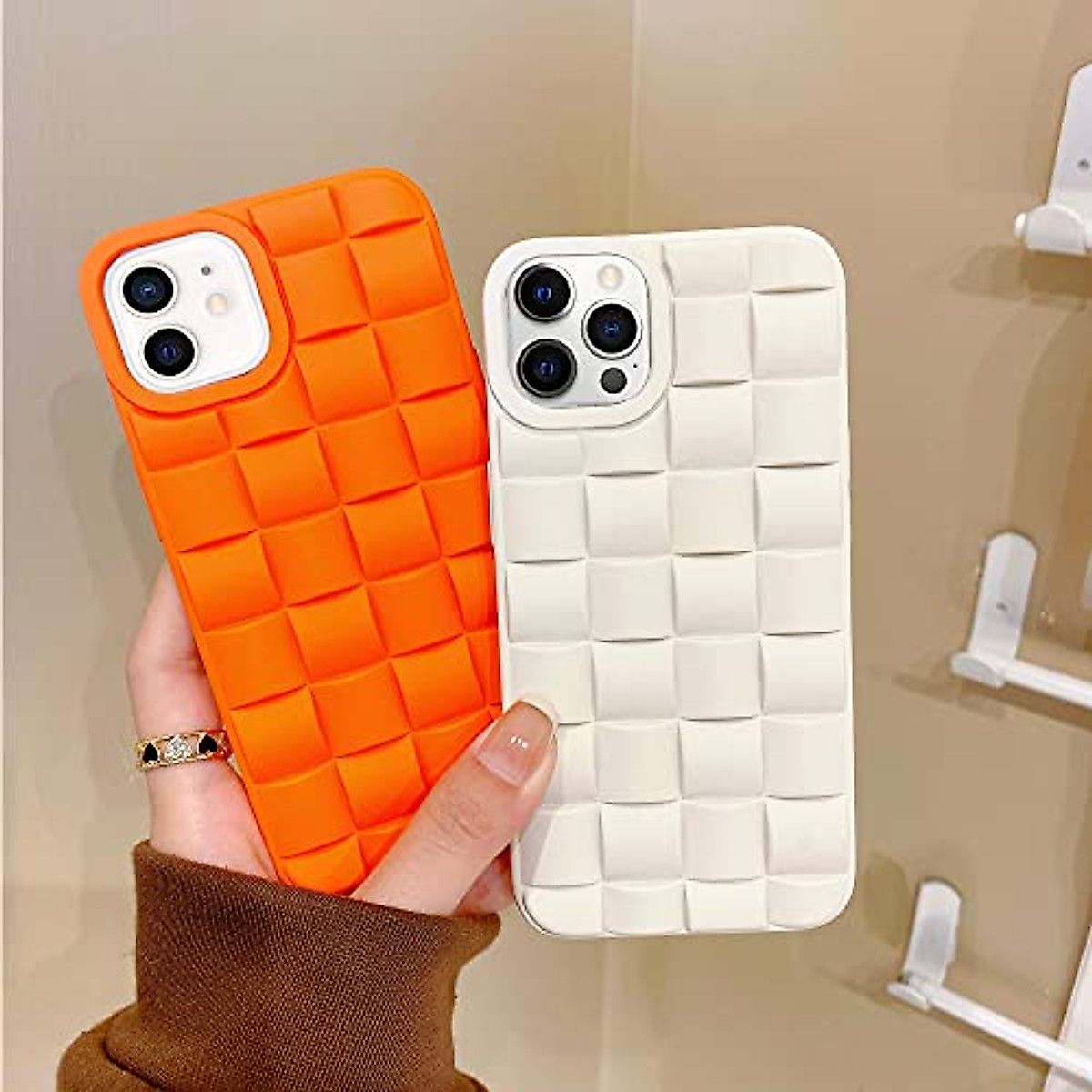Yunguzi Clouds Compatible iPhone 12 Pro Max Case, Classic Checkered Desgin Soft TPU Heavy Duty Protection Shockproof Case Cover for iPhone 12 Pro Max (6.7 inch) (White)