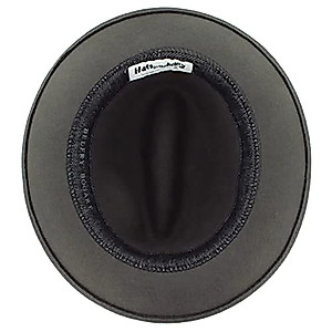 Belfry Crushable Porkpie Fedora Hat Men's Vintage Style 100% Pure Wool in Black Brown Grey Navy Pecan and Striped Band (US, Alpha, Large, Black)