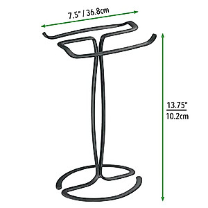 mDesign Metal Countertop Hand Towel Holder - Double-Sided Stand for Bathroom and Vanity Hand Towels and Small Guest Towels - Counter Towel Holder for Bathroom - Spira Collection, 2 Pack, Black