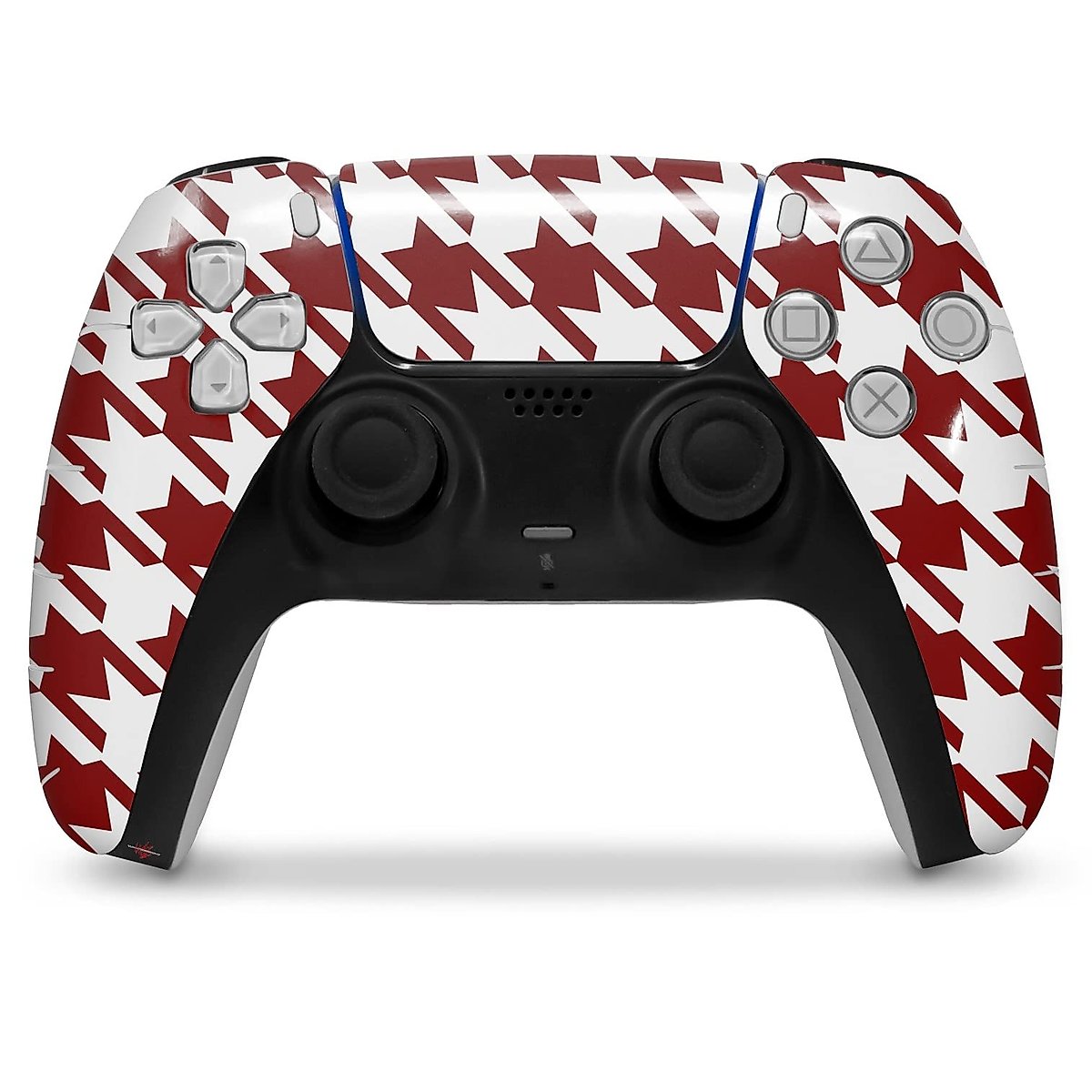 WraptorSkinz Skin Wrap compatible with Sony PS5 DualSense Controller Houndstooth Red Dark (CONTROLLER NOT INCLUDED)