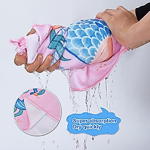 Kids Mermaid Beach Towel with Hooded for Girl 1-6 Years | Baby Toddler Bath Towel for Pool Swiming Hood | Children Microfiber Towel, Pink