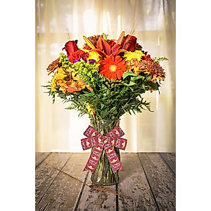 ALIBBON 2 Rolls 2.5" 5 Yd Fall Wired Ribbon Thanksgiving Burlap Ribbons Wine Red Happy Fall Ribbons Brown Orange Buffalo Plaid Ribbons for Wreath DIY Crafting Gifts Wrapping Party Decorations