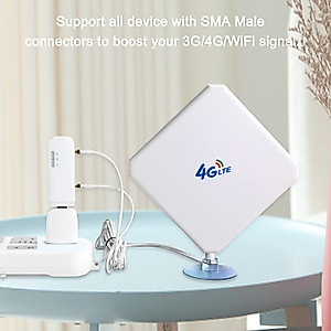 SMA 4G LTE Antenna, High Gain 35dBi Network Antenna Dual Mimo 3G/4G/5G Antenna with 2M Cable for WiFi Router Mobile Hotspot PC Gateway Network Card USB Security IP Camera-SMA Male
