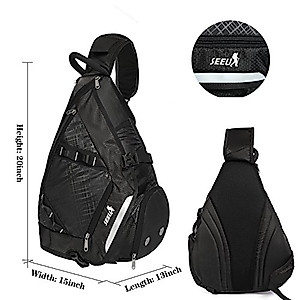SEEU Large Sling Bag Backpack with Shoe Pocket, 32L Multi-Pocket Gym Bag (Black)