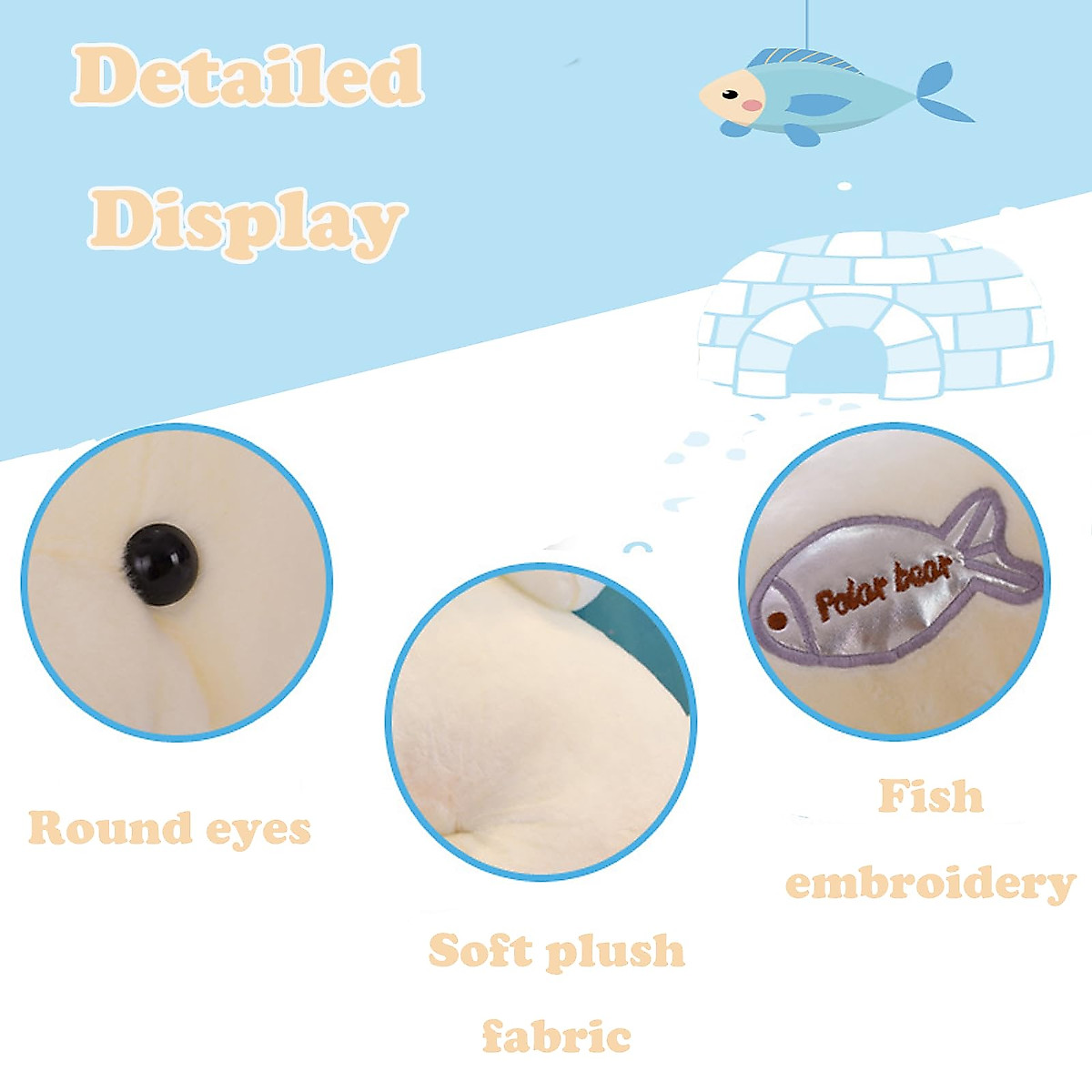 zxmbeddings 2Pcs 9.8'' Polar Bear Stuffed Animal Soft White Arctic Plush Pillow Toy Gifts for Kids