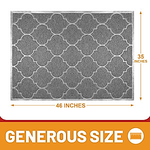 Cosyearn Large Door Mats,46x35 Inches XL Jumbo Size Outdoor Indoor Entrance Doormat, Waterproof, Easy Clean, Entryway Rug,Front Doormat Inside Outside Non Slip (Grey)