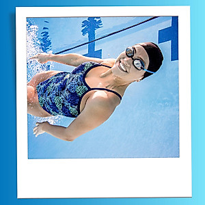 Sporti Solid Piped Thin Strap One Piece Swimsuit (34, Black/Royal)