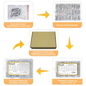 890pcs M6 M5 M4 M3 Metric Screw Assortment,Metric Bolts and Nuts Kit（with Lock&Flat washers・Wrenches） Socket Head Cap Screws 304 Stainless Steel Hex Head Metric Screws Assortment Set with Case