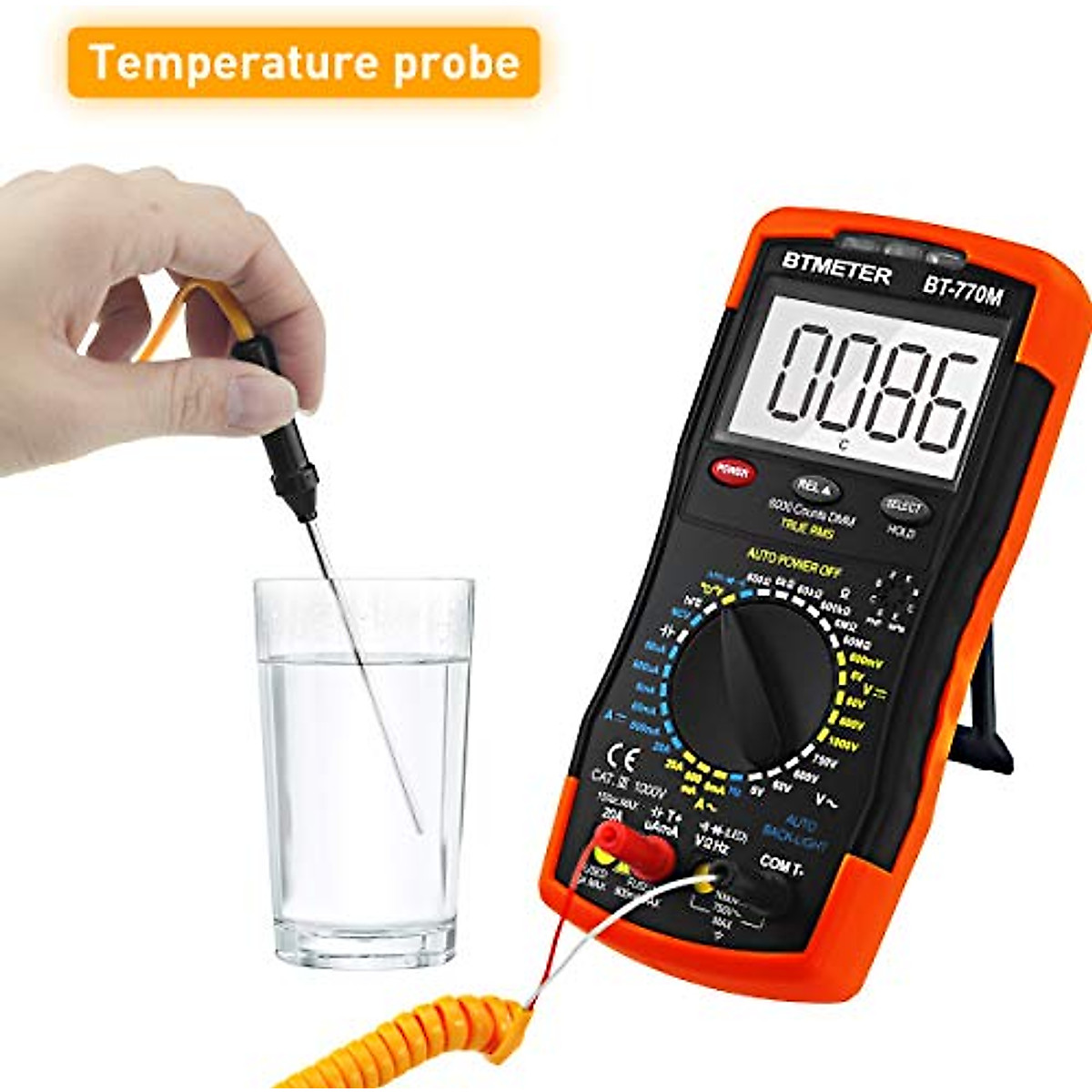 Digital Multimeter TRMS 6000 Count, BTMETER BT-770M Auto/Manual Ranging DMM Electrical Meter Tester for AC/DC Amp, AC/DC Volt, Ohm Capacitance Frequency Continuity Temperature NCV, Auto Backlight
