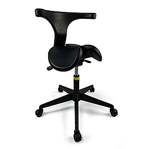 MIWOOYY Saddle Stool Salon Massage Saddle Chair with Backrest, Black Swivel Height Adjustable Ergonomic Rolling Saddle Stool with Wheel, for Spa Drafting, Studio