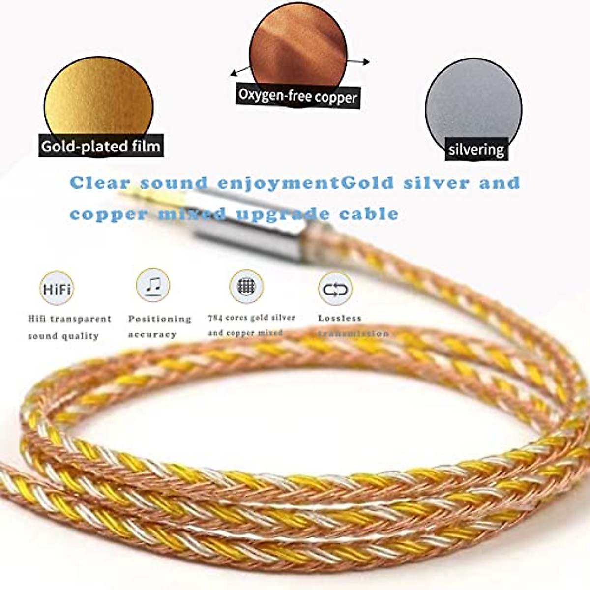 FEDAI Earphone Cable Upgrade 16 Core Silver Plated Copper Cable HiFi Headphones IEM Cable with 2 Pin for ES4 ZST ZSN AS10 ZS10 CCA C10 C16 ZSX ZS10 PRO AS16 ZSR TRN V80 V90 BA5C12(2.5mm,2pin)