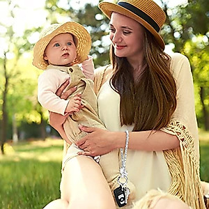 Yiflin Cute Wrist Car keychain for Women, Crystal Keychain Accessories，Bling Wrist Lanyard for Keys, Car key (Silver, Large)