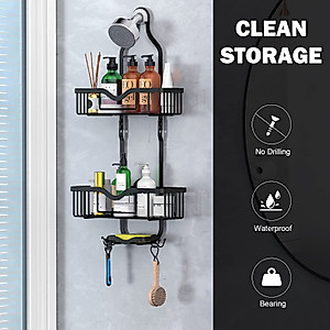 Kerisgo Shower Caddy, 3-Tier Hanging Organizer Rack (Black), Maximizes Storage for Bath Essentials