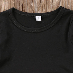 Fashion Kids Toddler Girl Long Sleeve Tunic Top Dress+Floral Pants Outfit Set Spring Fall Clothes (Black Unicorn, 5-6X)