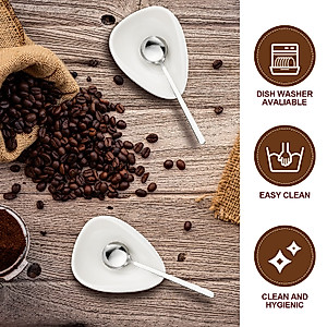 4 Pieces Coffee Spoon Rest and Spoon Small Teaspoon Holder Ceramic Coffee Spoon Rest for Coffee Bar Coffee Stirrers Holder for Coffee Station Kitchen Accessories nice Present for Coffee Lovers