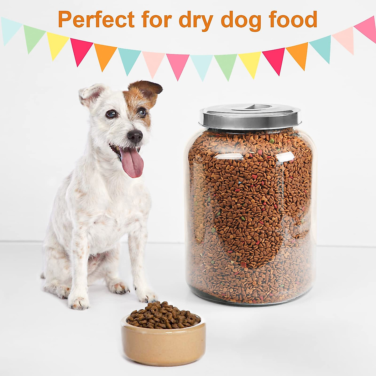 Daitouge Large Storage Glass Jars with Metal Lids, 5.5 Gallon (21000 ML) Canisters - Super Wide Mouth Heavy Duty with for Storing Flour, Rice, Set of 1