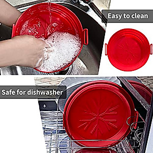 Craftend Air Fryer Silicone Liner for 3 to 6.3 QT, Collapsible Reusable Air Fryer Accessory Round Red Silicone Pot Basket Bowl Replacement of Parchment Paper Liner Top 8 Inch Bottom 6.8 Inch