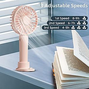 houscly Handheld Mini Fan Portable Personal: 3000mah Rechargeable Small Hand Held Cooling Fans Blow Cold Air for Men Women Kids Compat Face Makeup Fan Travel Essentials Gift Pink