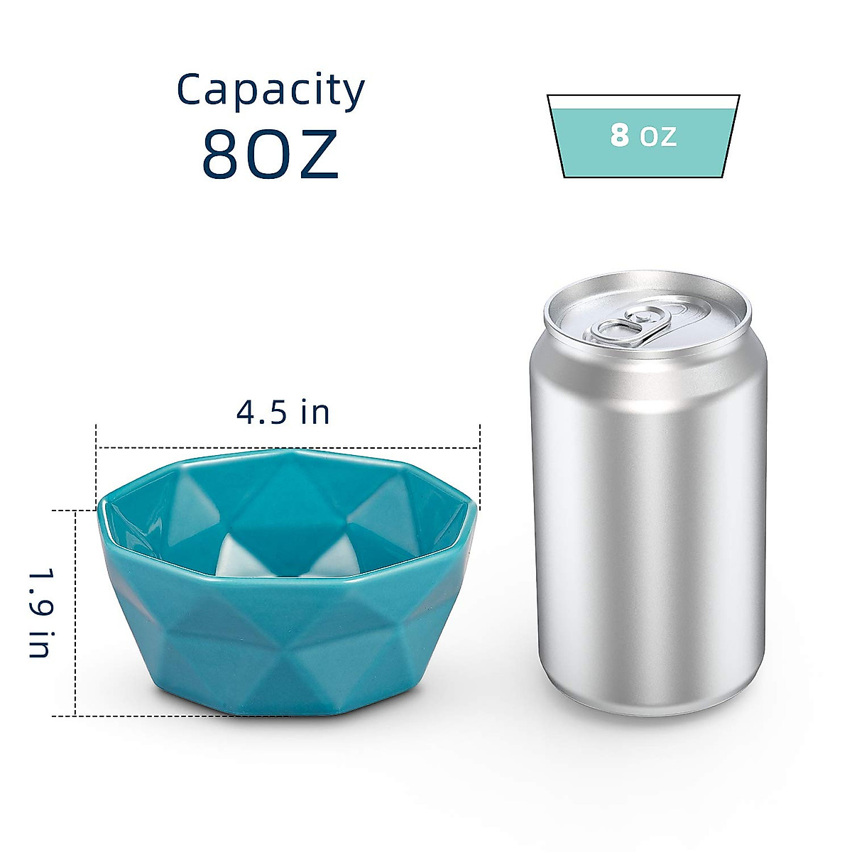 Porcelain Ramekins Dessert Bowls - 8 Ounce Ceramic Oven Safe Geometric Bowl for Baking Creme Brulee Dessert Pudding Ice Cream Snack Souffle Party Decoration Bouillon Cups - Set of 6