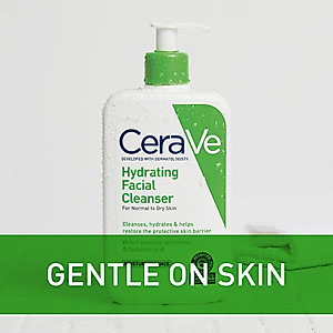 CeraVe Hydrating Facial Cleanser | Moisturizing Non-Foaming Face Wash with Hyaluronic Acid, Ceramides and Glycerin | Fragrance Free Paraben Free | 16 Fluid Ounce