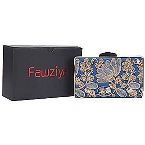 Fawzia Embroidery Wedding Clutch Evening Bags For Women-Blue