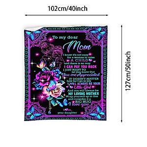Whegvyi Gifts for Mom,Mom Gifts,Mom Birthday Gifts from Daughter,Flower Throw Blanket,Warm Soft Flannel Letter Blanket 50 * 40'' One Size for All
