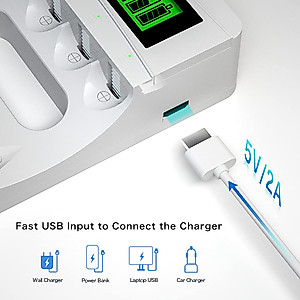 Deleepow 8 AA NiMH Rechargeable Batteries 3300mAh, 1.2V High Capacity 1200 Cycles Precharged, with LCD Display Charger, for Household, Cordless Phones, Remote Controls, Electronics