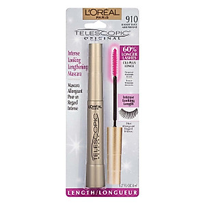 L'Oréal Paris Telescopic Original Mascara, 910 Blackest Black (Pack of 2)