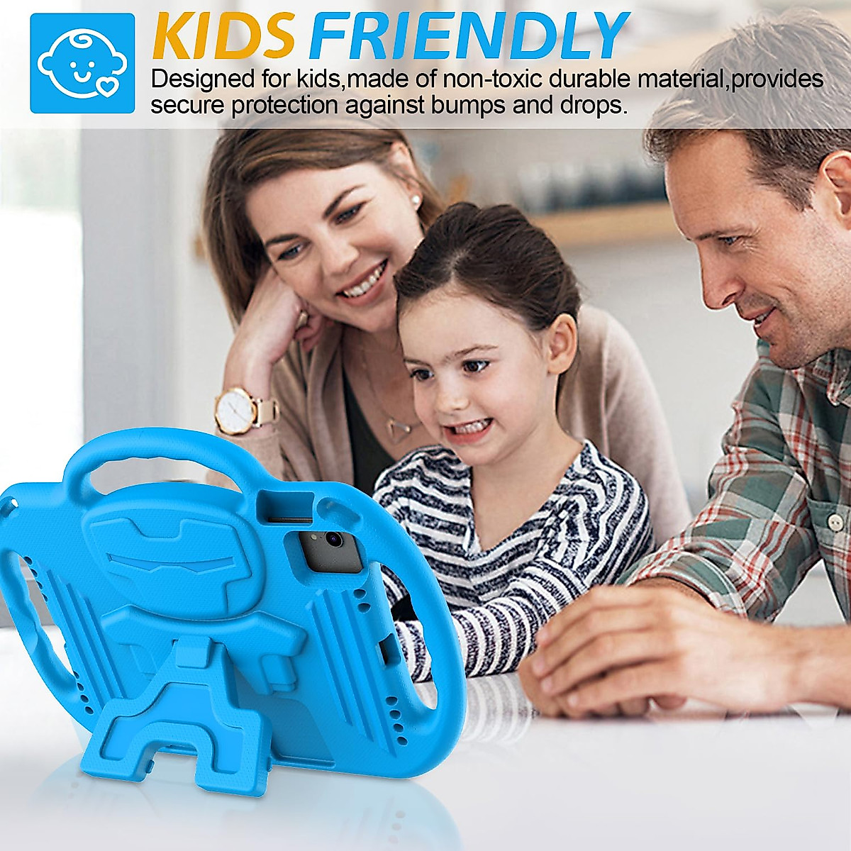 AVAWO Kids Case for iPad 10th 10.9 Inch 2022/iPad Air 6/5/4 2024 Generation Pro 12345- with Shoulder Strap/Handles/Adjustable Kickstand Light Weight Durable Cover for iPad 10 gen, Blue