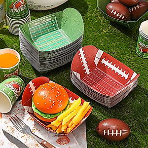 Yungyan 100 Pieces Football Paper Bowl Football Food Trays Nacho Trays Football Paper Party Bowls Football Party Supplies Disposable Serving Trays for Tailgate Party Decorations (Mixed Style)
