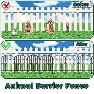 Animal Barrier Fence 20 Pack,Decorative Garden Fence 23.4in(H) x 21.6ft(L) Rustproof Metal No Dig Fence,for Dog Rabbit Pet,Ground Stakes and Outdoor Yard Patio Landscape