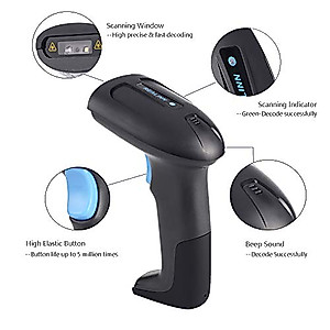 REALINN Wireless 2D QR Barcode Scanner Rechargeable Automatic Hanheld Code Reader Dustproof Waterproof Shockproof Fast and Precide for Mobile Payment, Store, Supermarket, Warehouse