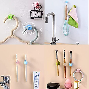 AELITOK 16Pcs Creative Silicone Thumb Wall Hook - Multifunction Adhesive Cable Clip ，Self Adhesive Thumb Cable Organizer Clips Key Hanger